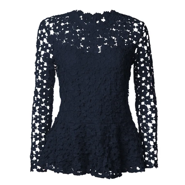 Sexy Red Lace Blouse Shirt Women Tops Elegant Hollow Out Blouse Summer