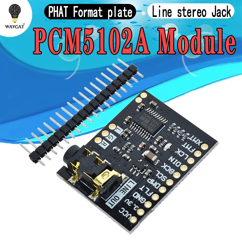 For Raspberry Pi Phat Sound Card I2s Interface Pcm5102 Dac Module 24-bit Audio Board With Stereo ...