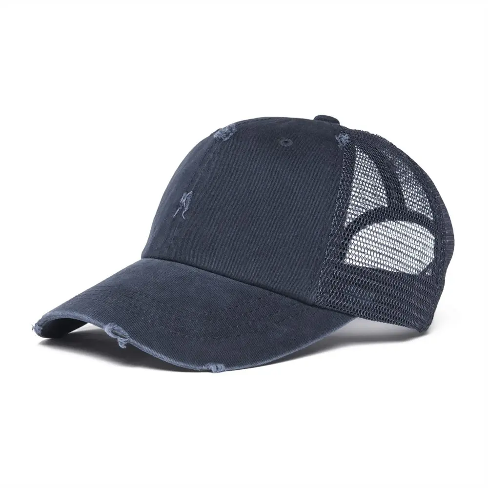 VOBOOM Navy Blue Mesh Net Baseball Cap Men Women Dsitressed Washed ...