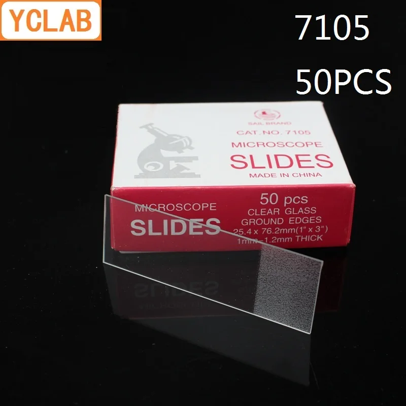 YCLAB 50PCS 7105 Microscope Slides Clear Glass Ground Edges Medical ...