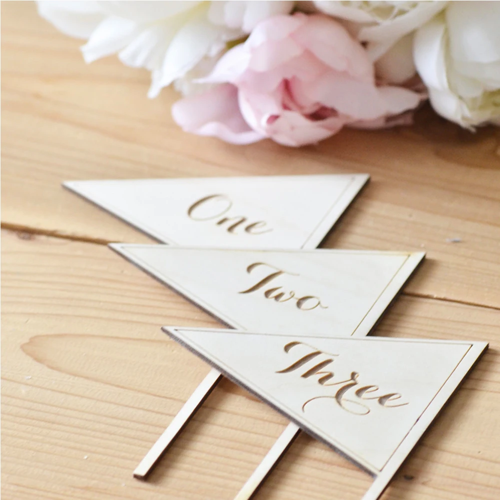 1Pic Wooden Flag Table Numbers Wedding Banquet Table Decor Craft Tag ...