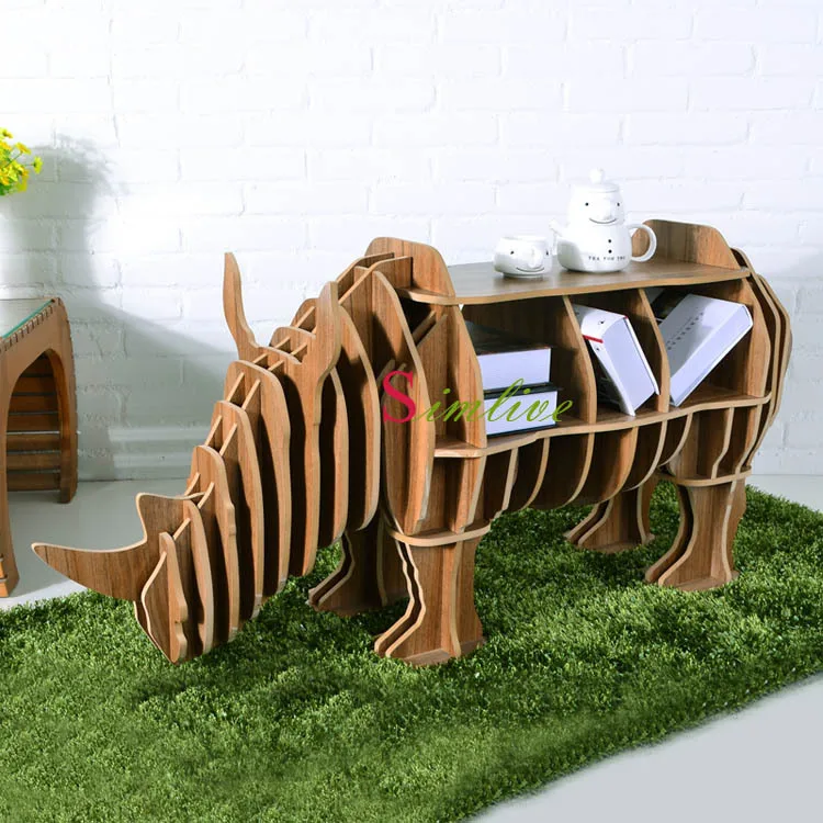 Rhino Puzzle Table For Living Room Decor,diy Animal Bookcase,rhino ...
