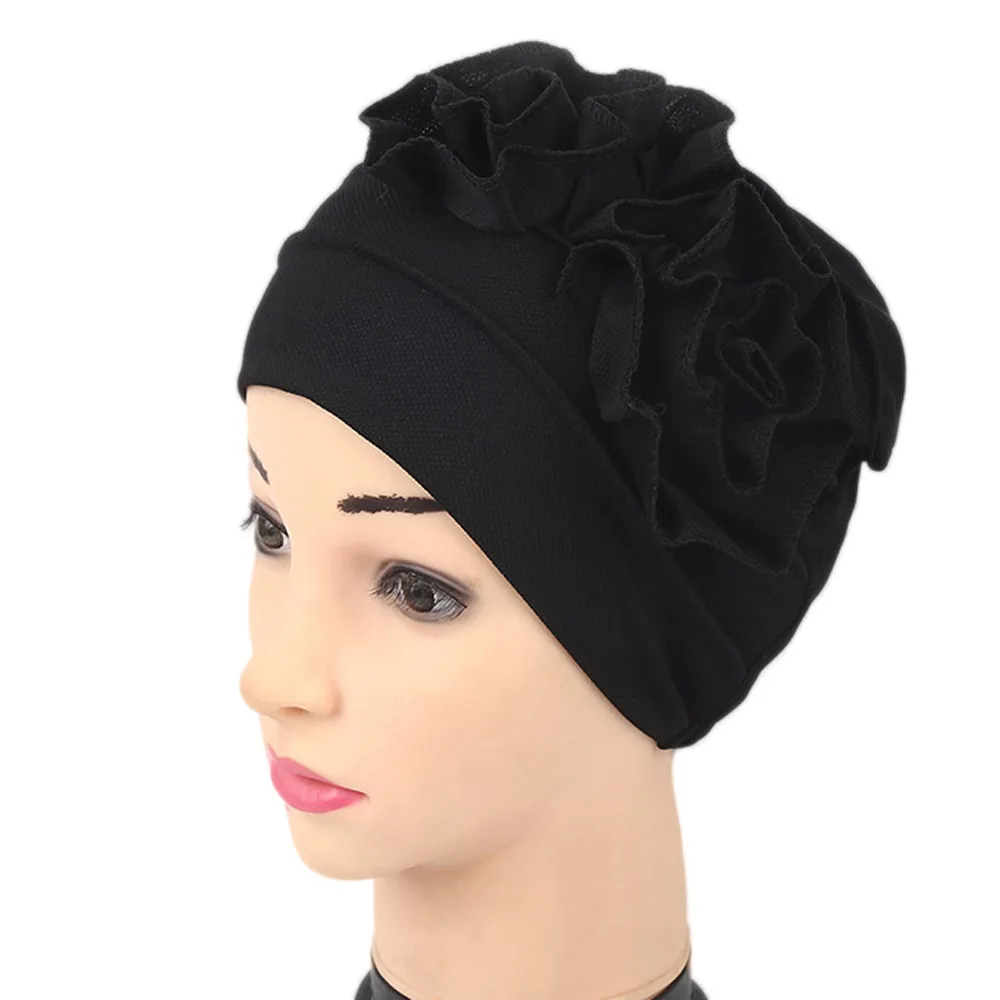 Buy 2018 New Fashion Women Turban Hat Bohemia Hats Women Muslim Ruffle Cancer