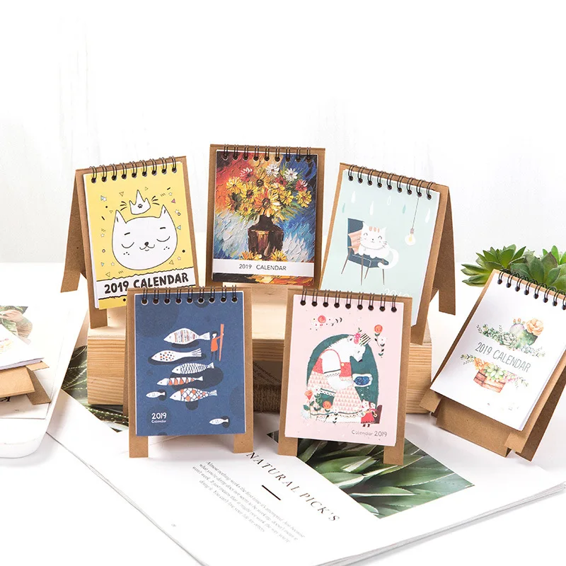 2019 New Year Cute Cartoon Table Calendar Mini Office Kawaii Desk ...