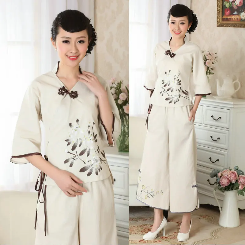 Cotton+Linen Traditional Chinese Clothes Women Summer Shirt Blouse Top ...