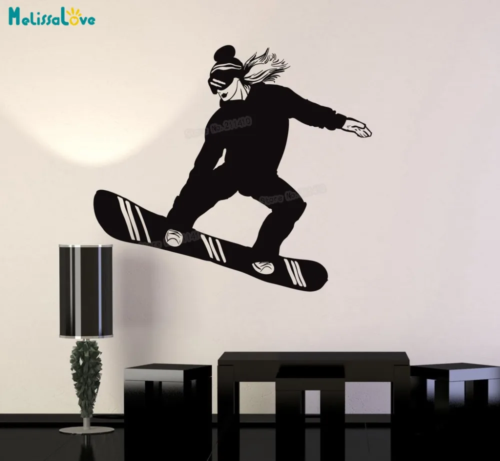 Vinyl Wall Decal Snowboarder Girl Woman Snowboarding Extreme Sport ...