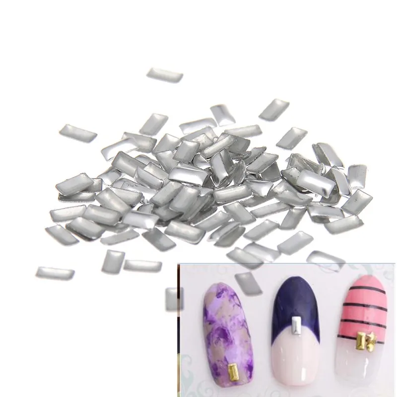 2x4mm-10000pcs-Silver-Rectangle-Flatback-Metal-Nail-Tips-Metallic-Studs ...