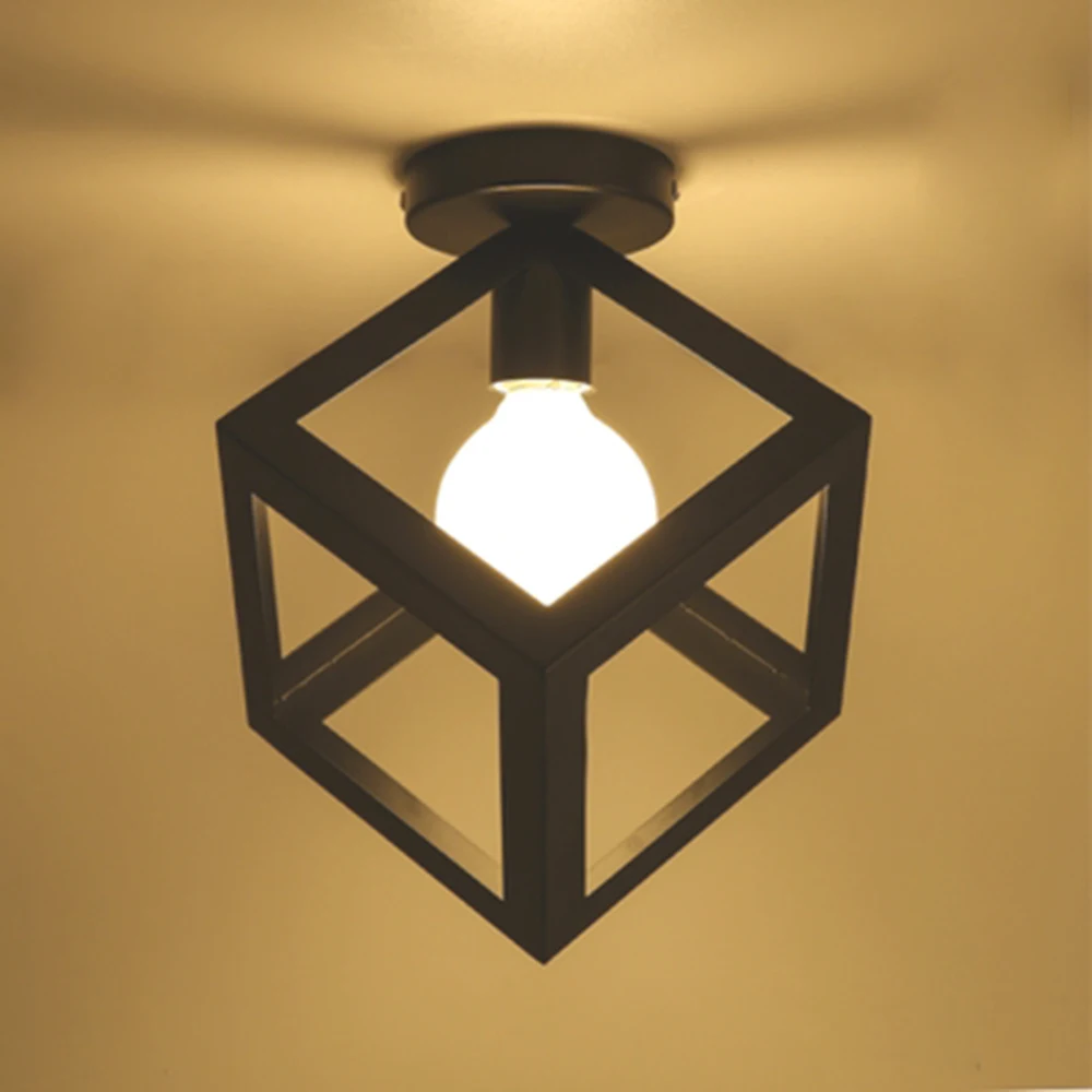 American-Vintage-Ceiling-Light-Retro-Industrial-Black-Nordic-Lamp-Iron ...