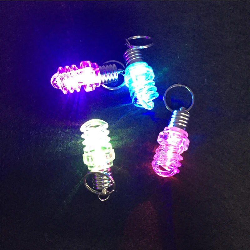 10pcs/lot led bulb key chain glowing spiral lamp keyring light up toy ...