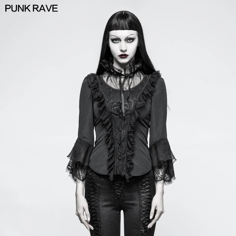 2018 Punk Rave lace Gothic Cosplay Party Casual Pinup vintage Shirt ...
