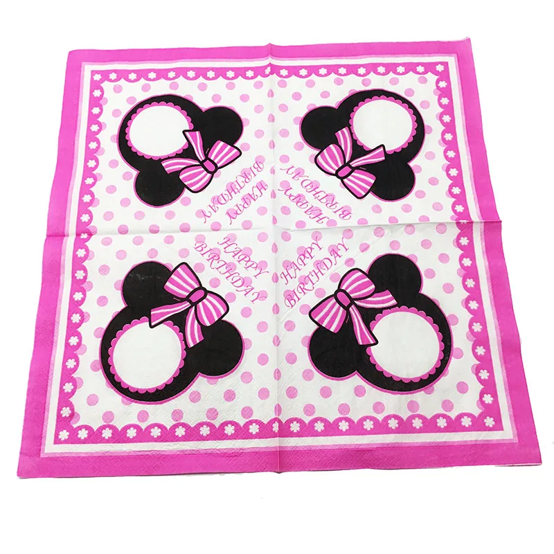 20pcs/lot Minnie Mouse theme napkins baby shower party supplies Minnie ...