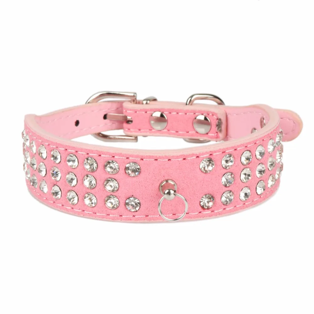 Genuine leather Cats Collars Dogs Rhinestone Animals Supplies ...