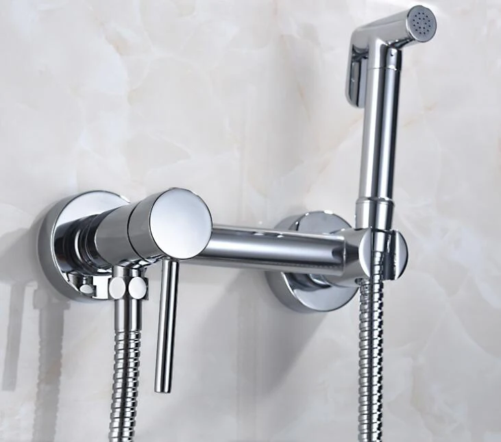 Solid-Brass-Chrome-Handheld-Bidet-Toilet-Portable-Bidet-Shower-Set-With ...