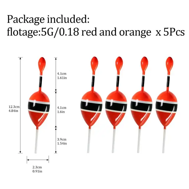 5pcs 2"x5.28" 1.6"x4.8" Slip Fishing Float Bobber For Crappie Bass Carp ...