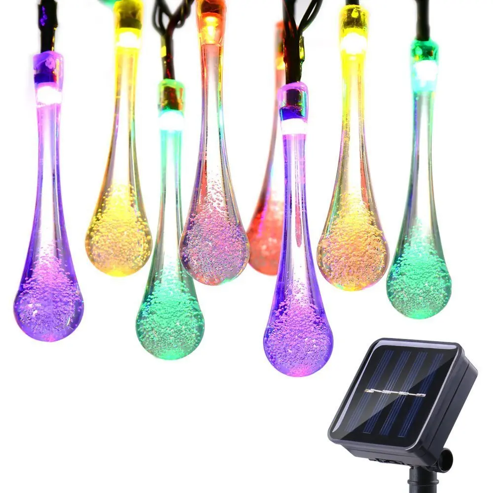 F5 Solar String Light 20 LEDS Waterproof Water Drop String Fairy Light ...