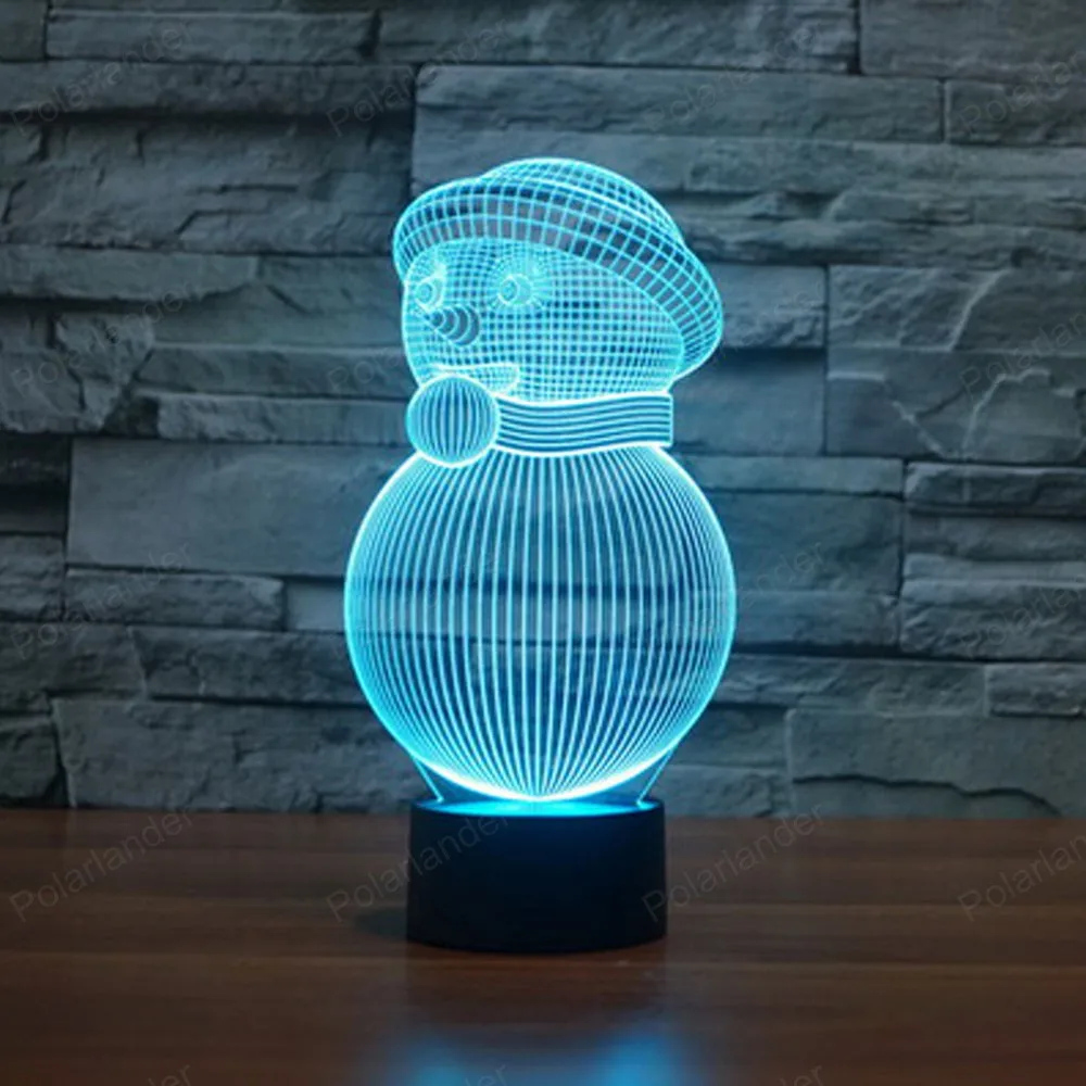 Hot Sale Cute 3D Acrylic Snowman Table Lamp USB LED Night Light 7 ...