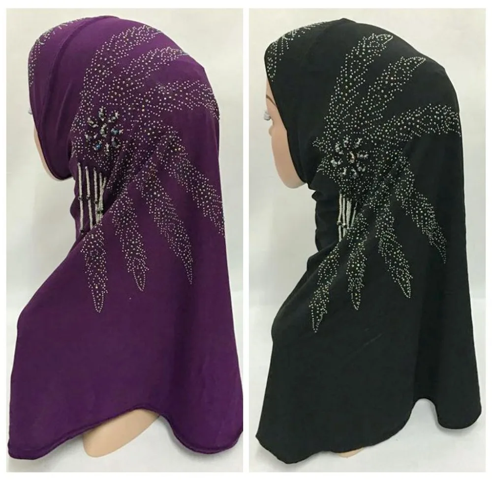 (12 pieces/lot) new designs rhinestones pull on muslim hijab islamic ...