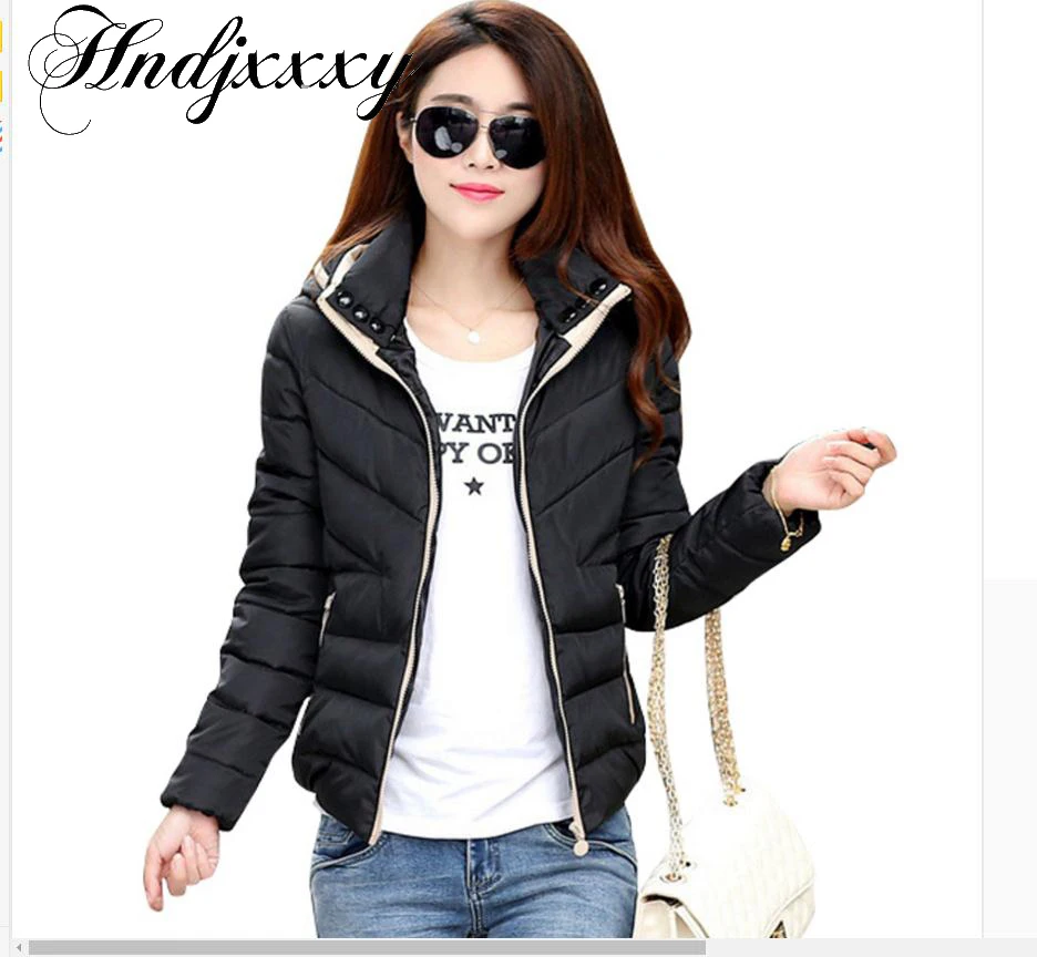 2019 New basic Jacket Women Autumn Winter Short Coats Solid Hooded Down ...