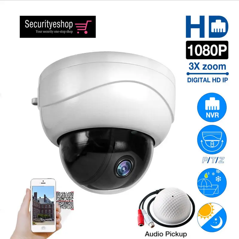 Outdoor HD 1080P 3X Optical Zoom Network IP Camera CCTV Dome PTZ IR ...