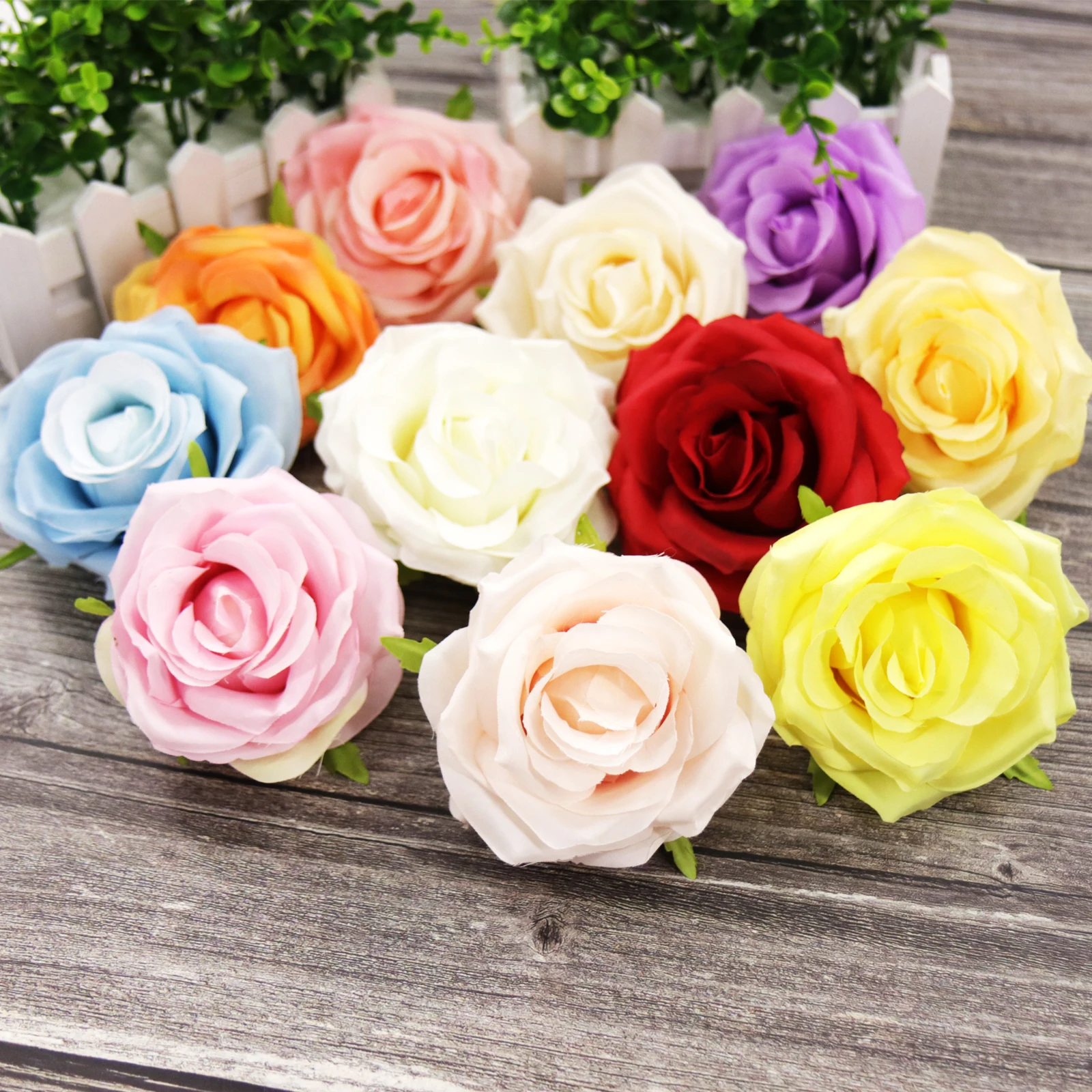 High Quality Artificial Rose Flower Heads Silk Flowers Wedding DIY 