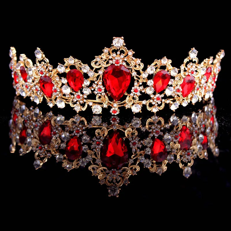 Big-Baroque-Red-Crown-Wedding-Princess-Queen-Green-Blue-Crystal-Gold ...