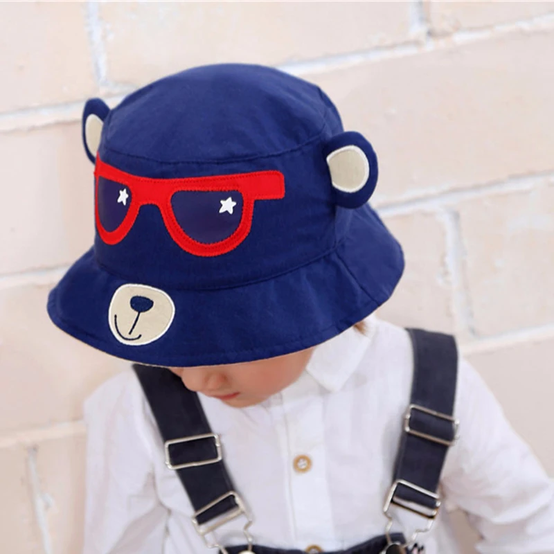 Summer Cotton Jersey Navy Boy's Hat Bucket Hat Monkey Child Cap for ...