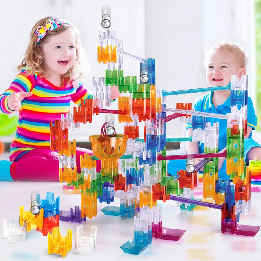 DIY Construction cube ball maze building Crystal blocks Marble Run Maze ...