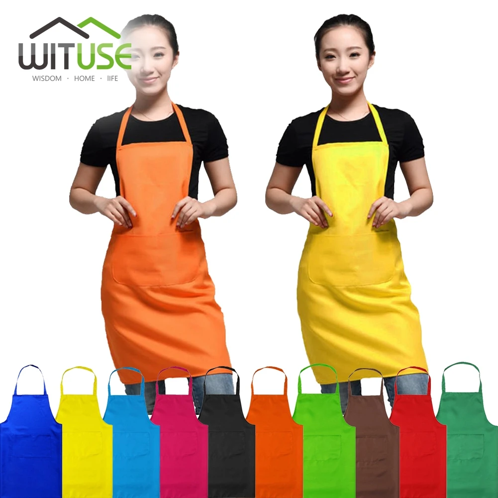 New Polyester Apron with Pockets Waterproof Unisex Kitchen Solid Home ...