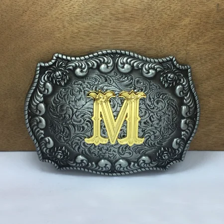 Western letter M belt buckle with pewter and gold finish FP 03687 M ...