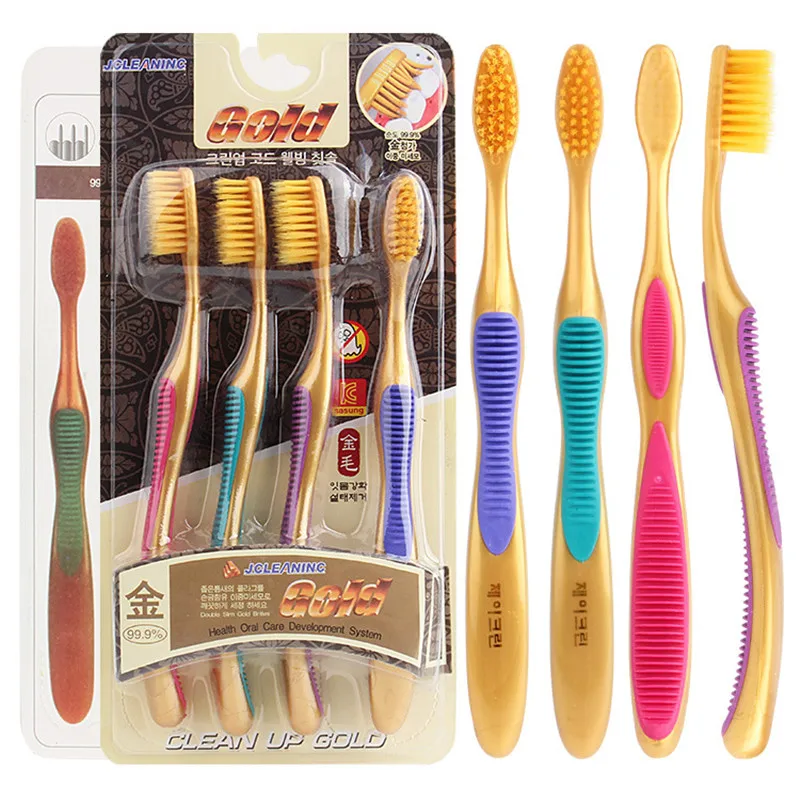 4pcs/lot High quality Nano Toothbrush Candy Curve Golden Toothbrush ...