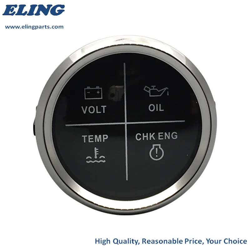 ELING 52mm 4LED Alarm Gauge Meter Volt Water Temp Oil Pressure Alarm ...