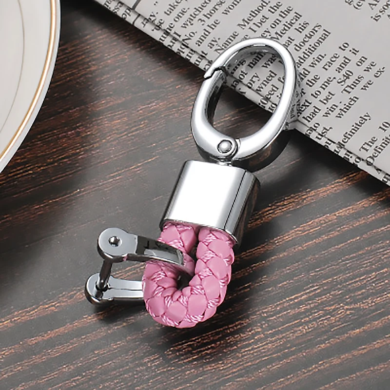 High-grade Hand Woven Women Men Keychains Leather Car Key Chain 360 ...