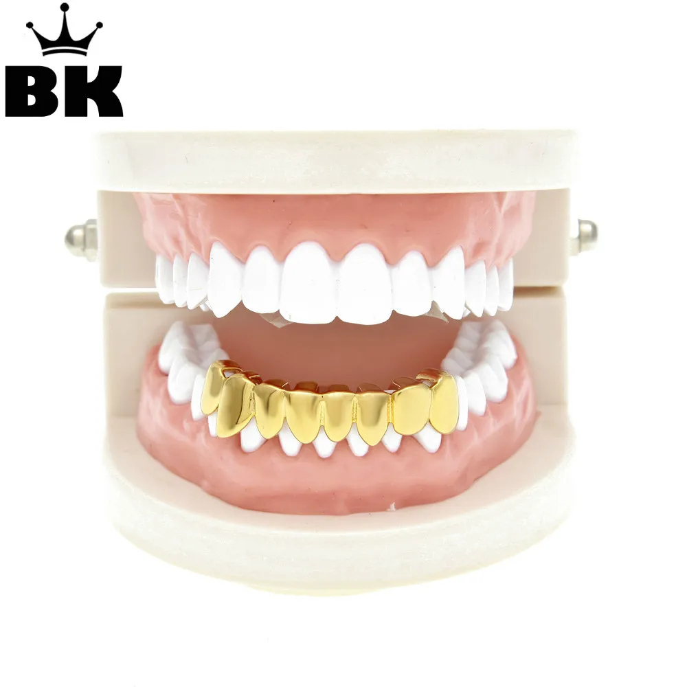 Hip Hop Gold 8 Grillz Bottom Teeth Grill Dental Vampire Teeth Caps ...