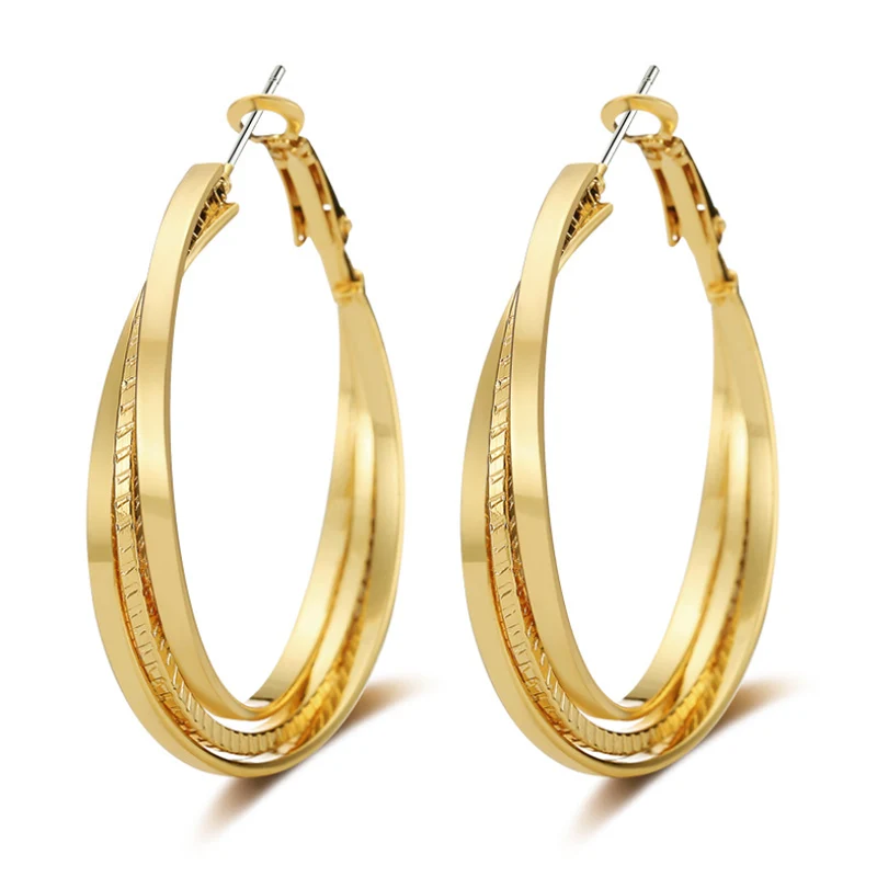 New Fashion Exaggeration Gold color high quality Twist circle Loop ... New Fashion Exaggeration Gold color high quality Twist circle Loop ...