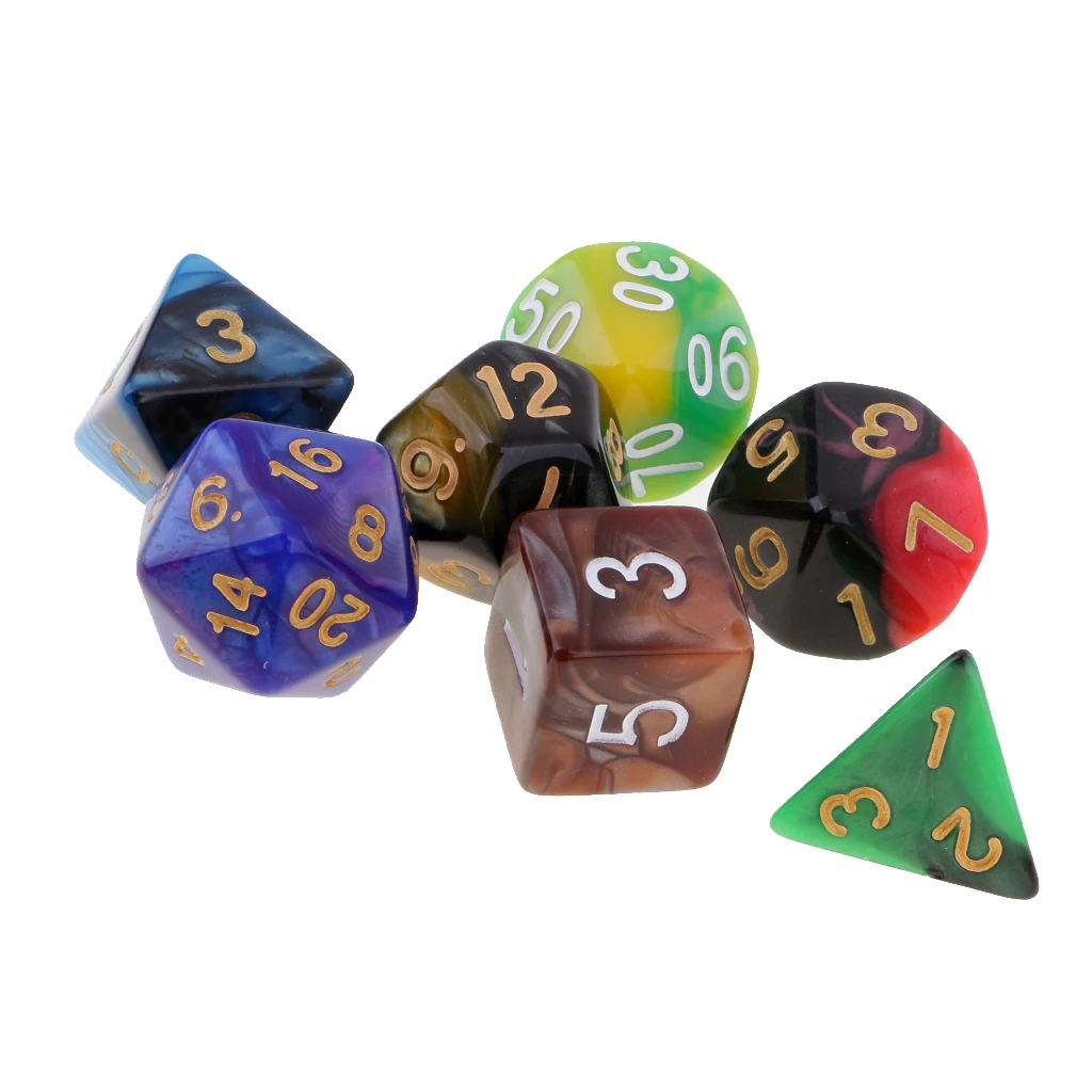 7Piece/Set Multi-color Multi-sided Dice D4 D6 D8 D10 D12 D20 for DND ...