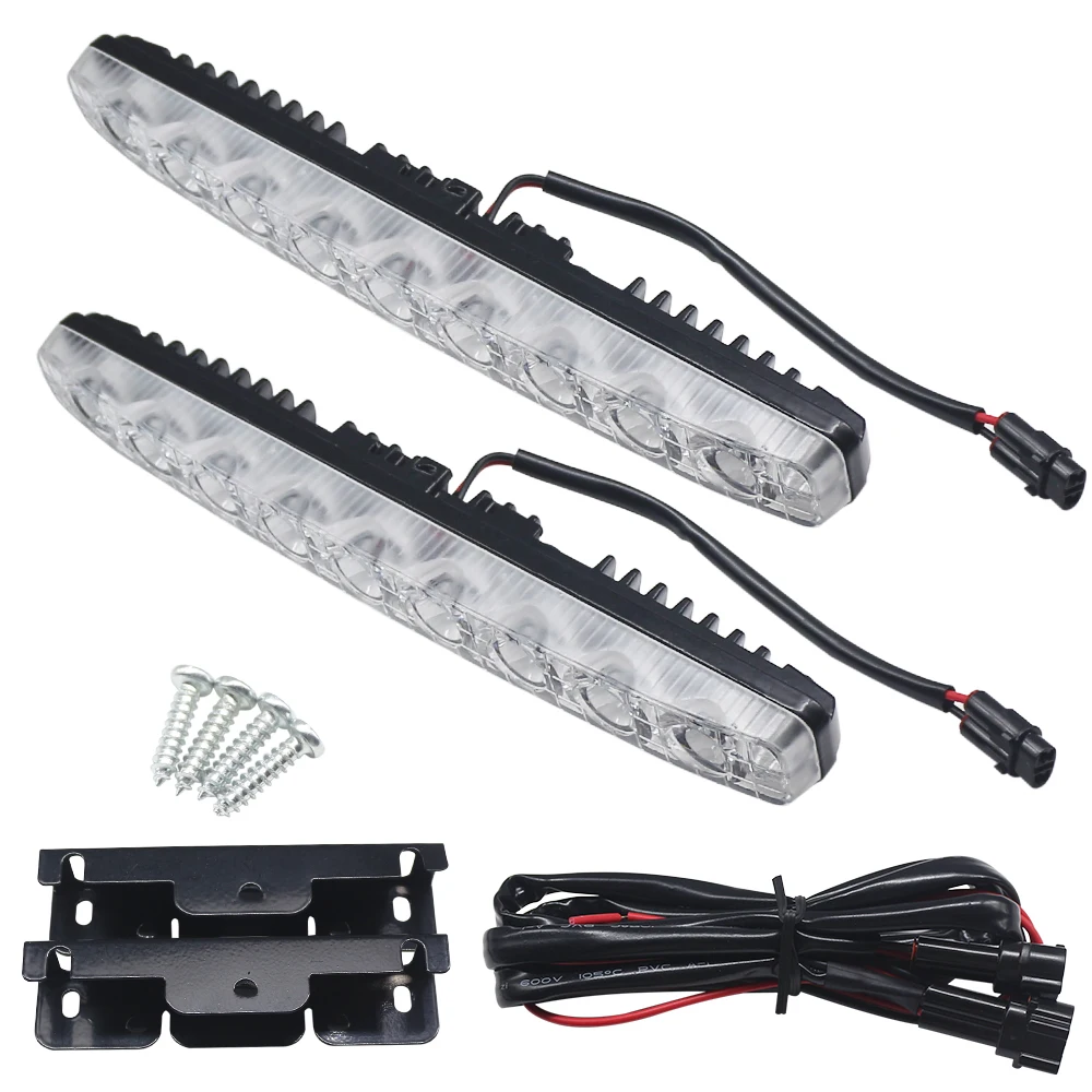 Boodlied Led Drl Daytime Running Light 9 Leds 12v Auto Day Light White ...