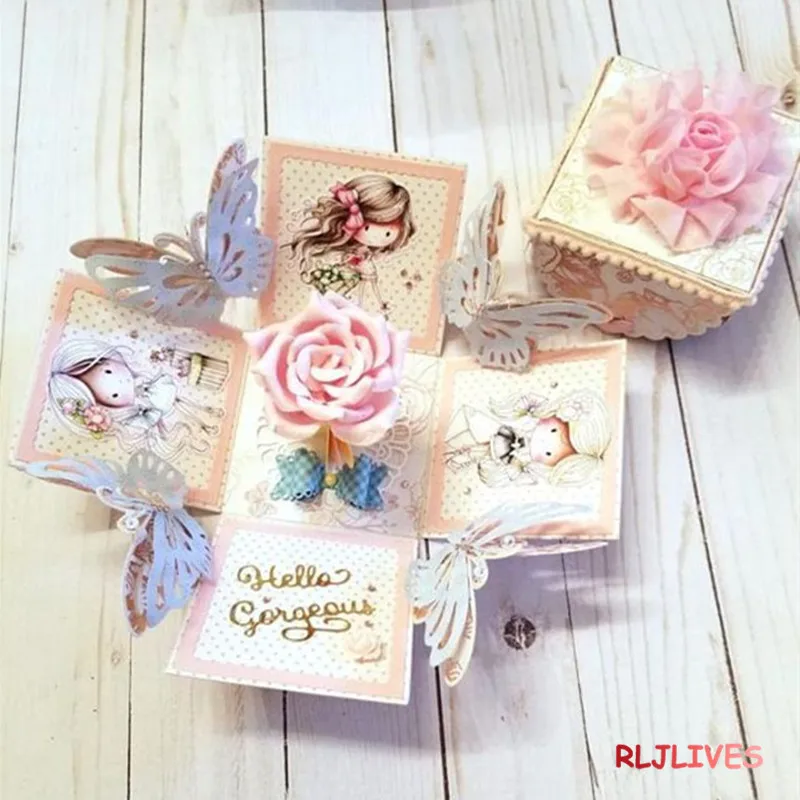 RLJLIVES Explosion Box Metal Cutting Dies Stencils for DIY Scrapbooking ...