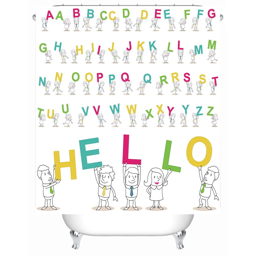 Letras Do Alfabeto ABCD e Olá para Crianças Ensinando Banho Tecido ...