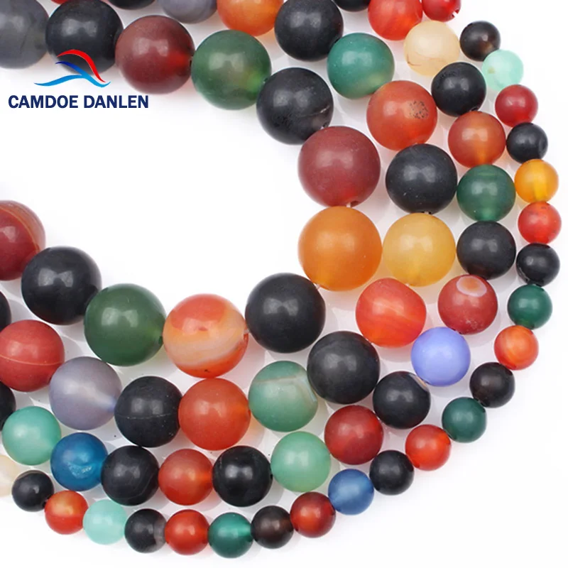 CAMDOE DANLEN Natural Stone Beads Frost Matte Mix Agates Beads 6 8 10 ...