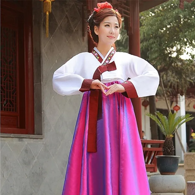 4 cores oferta limitada mulher elegante Korea hanbok tradicional ...