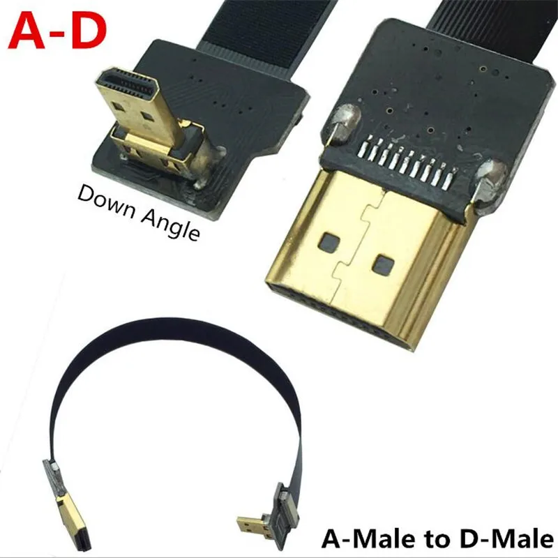 Fpv Micro-hdmi Type D Male Down Angled 90 Degree To Hdmi-compatible ...