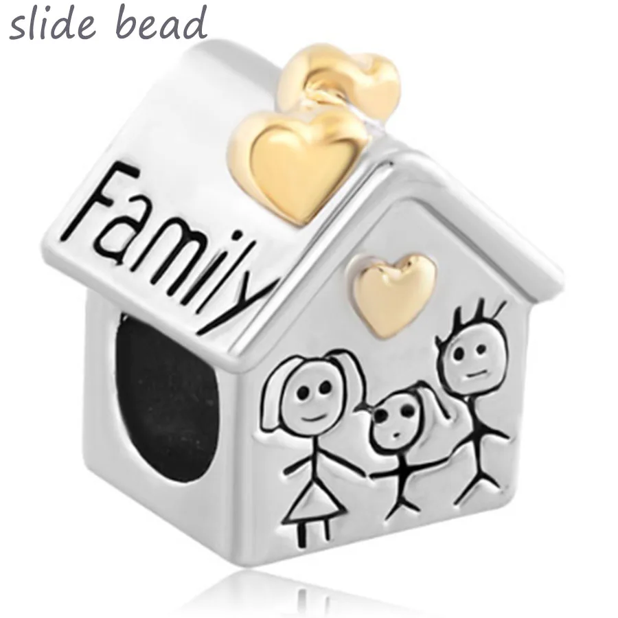 Heart Love Family Charms Mom Daughter Dad Sweet Home Charm Beads For ...