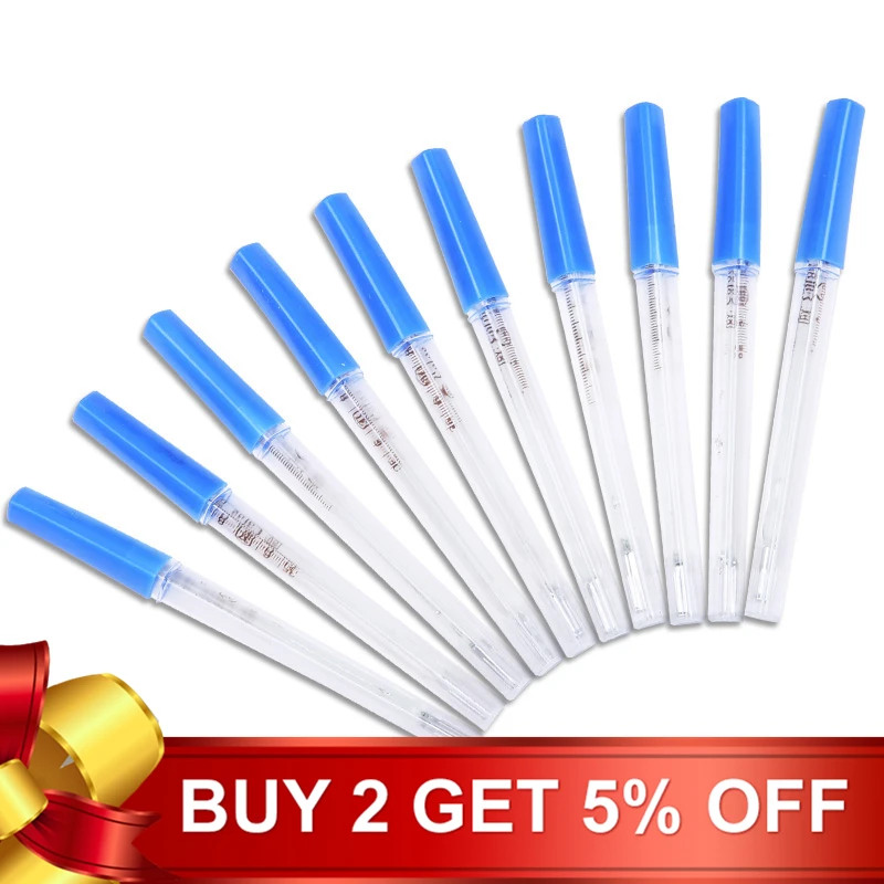 Cofoe 10pcs Box Clinical Mercury Glass Thermometer Used For Oral