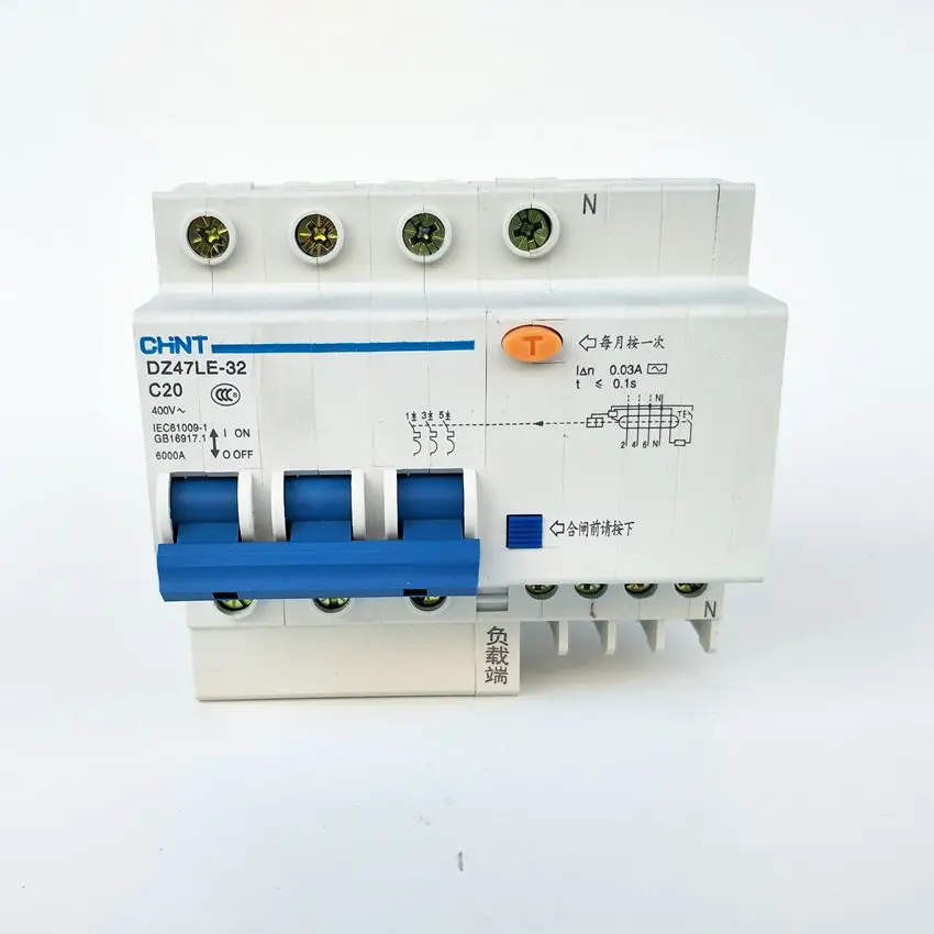 Chint Dz47le-32 3p+n C20a 30ma Earth Leakage Circuit Breaker/residual ...