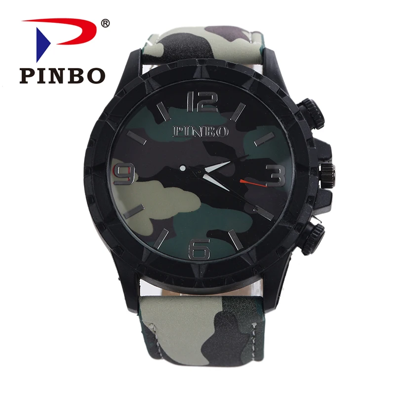 PINBO Luxury Top Brand Fashion Casual Leather Quartz Wristwatch Analog ...