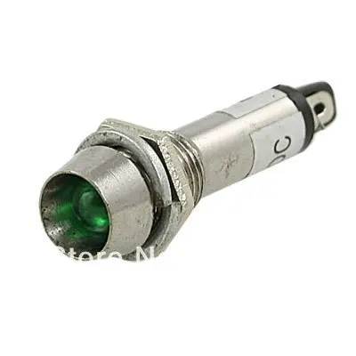 DC 24V 2 Pins Green LED Pilot Light Signal Indicator Lamp 8mm Mounting ...