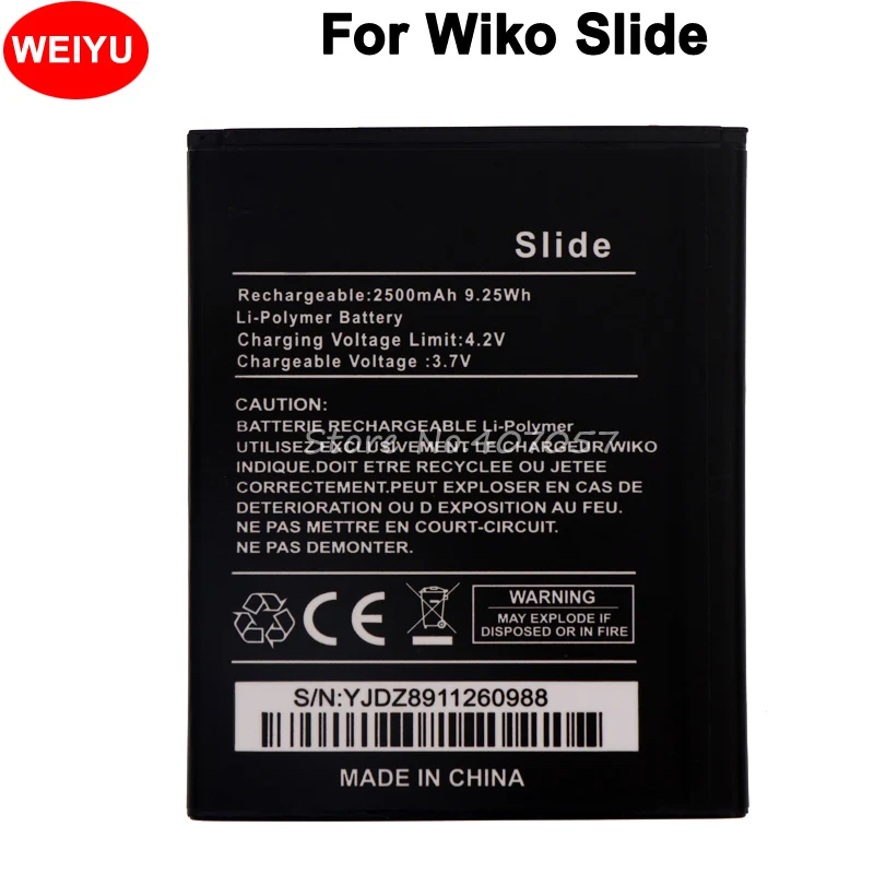 10PCS/LTO For Wiko Slide Battery 2500mAh High Quality Batterie Bateria ...