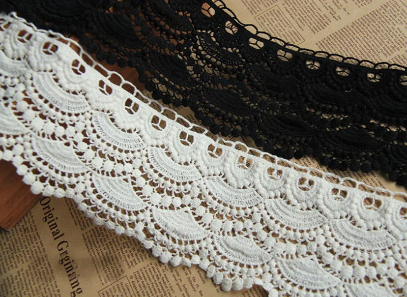15yards 12cm Wide White Beige Water Soluble Cotton Lace Ribbon Hollow ...
