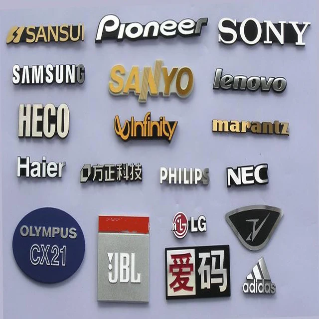 Custom logo 3D aluminum plate nameplate brushed metal Emblem badge ...