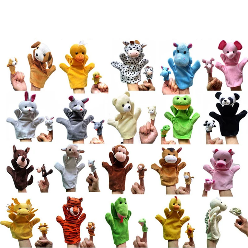 1Pcs 20 animals Parent child finger doll cartoon style plush toys glove ...